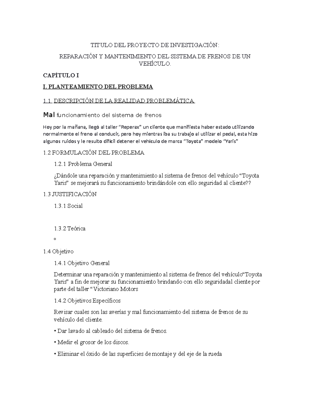Titulo DEL Proyecto DE Investigación Esquema - TITULO DEL PROYECTO DE ...