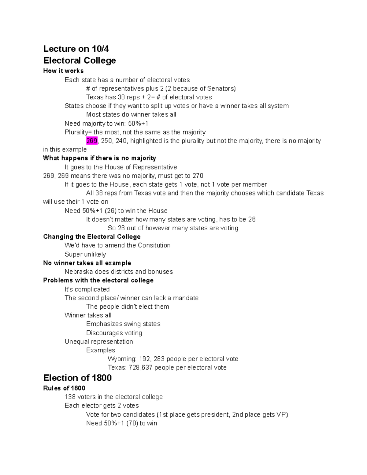Poli sci exam #3 outline - Lecture on 10/ Electoral College How it ...