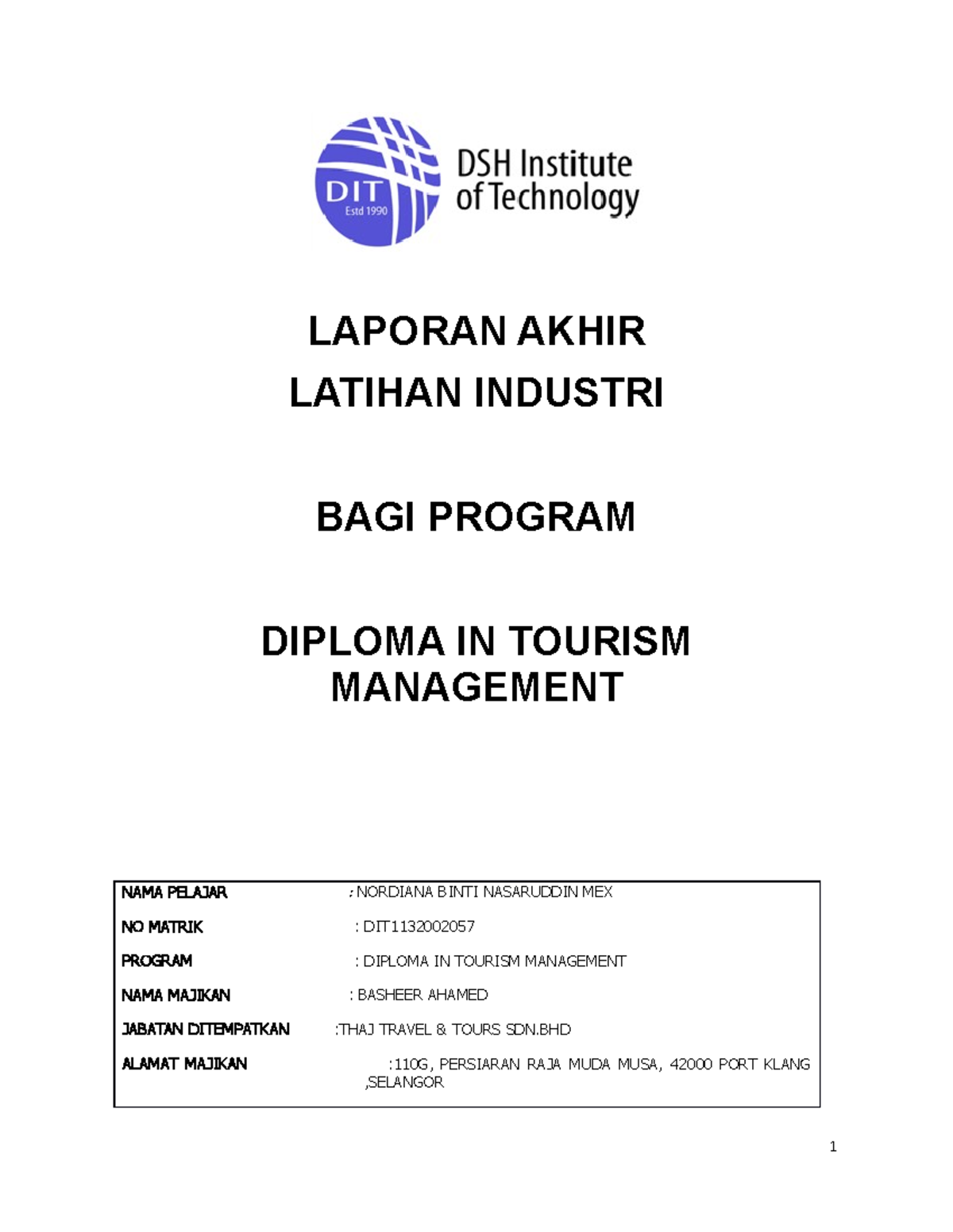 Laporan Akhir Latihan Industri - LAPORAN AKHIR LATIHAN INDUSTRI BAGI ...