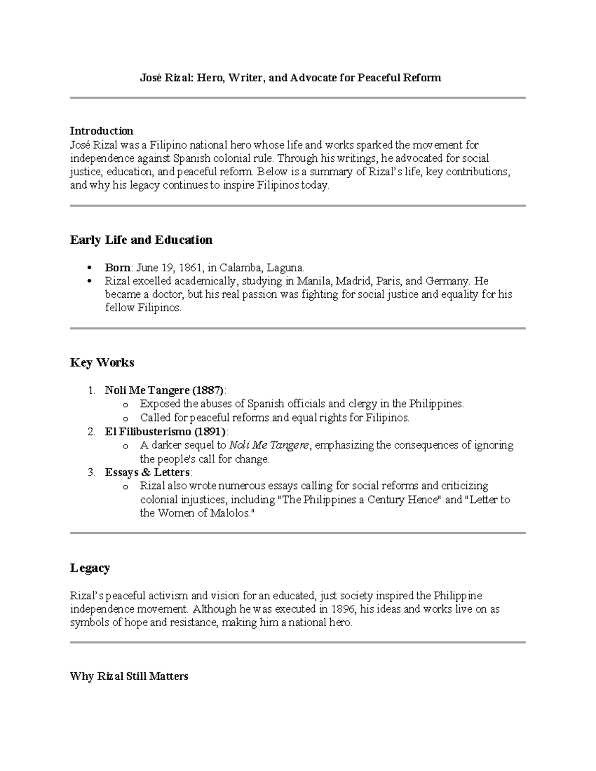 José Rizal Hero, Writer, and Advocate for Peaceful Reform - José Rizal ...