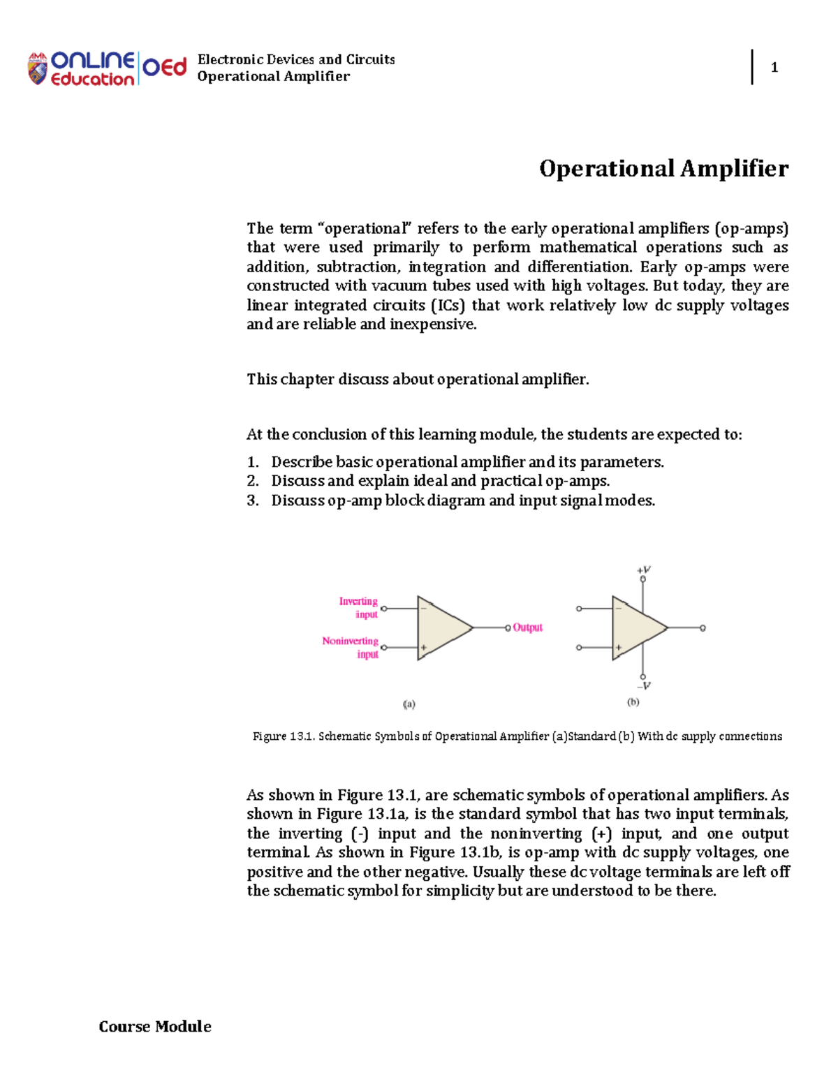 Week 13 - Operational Amplifier - Electronic Devices and Circuits ...