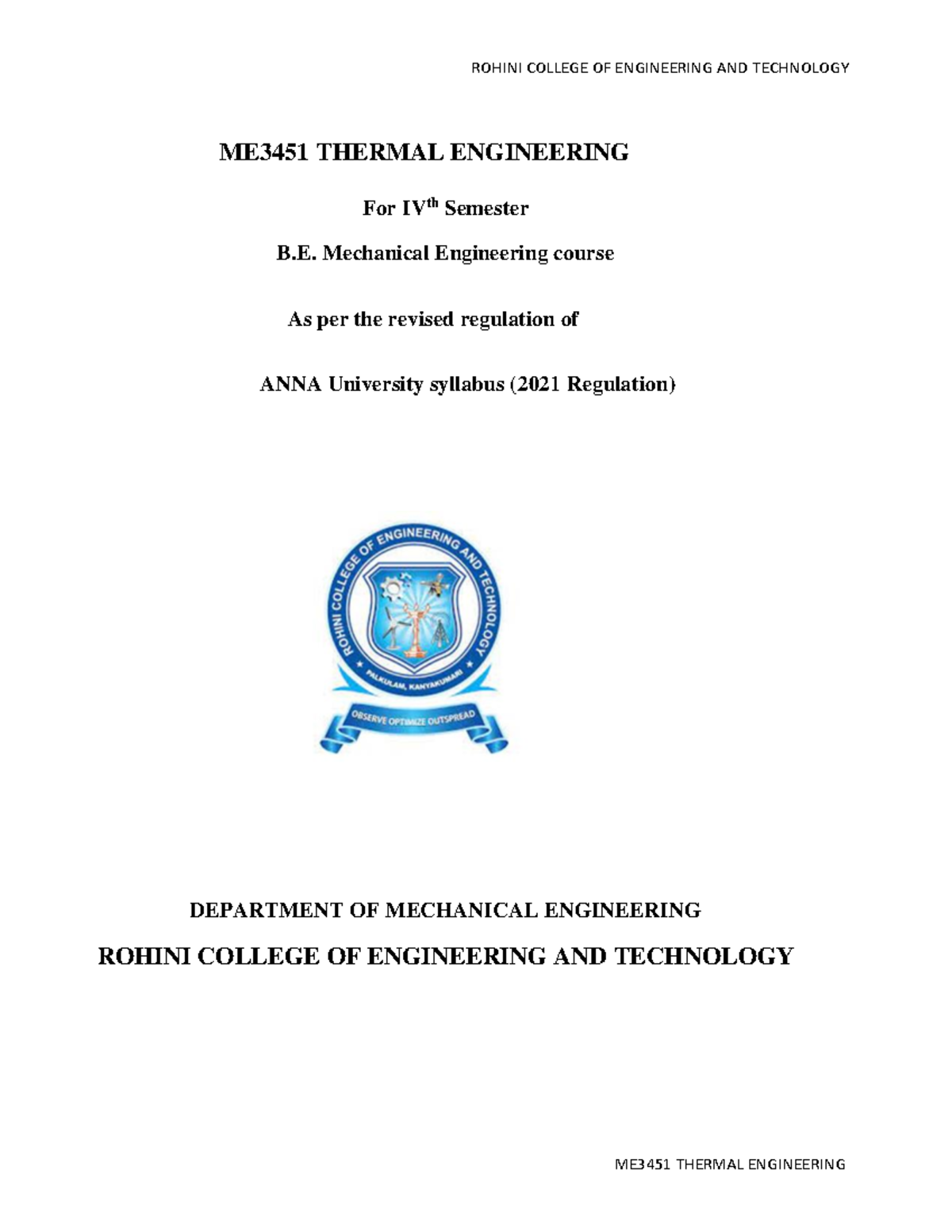 ME3451 UNIT1 - THERMAL ENGINEERING NOTES - ME3451 THERMAL ENGINEERING ...