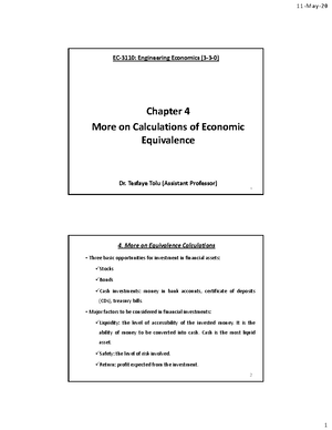 TTF - Dr. Tesfaye Tula - EC-3110: Engineering Economics (3-3-0) Chapter ...