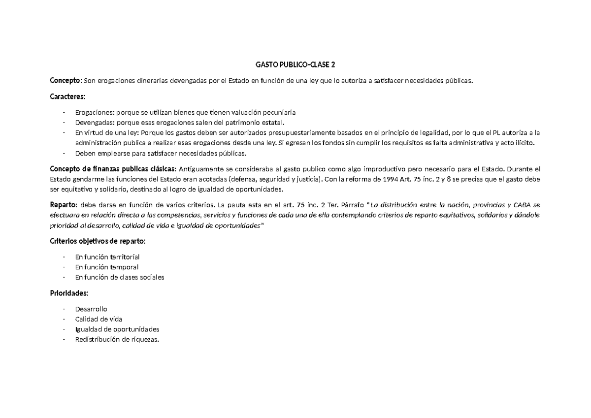 Cuadro clase 3 - GASTO PUBLICO-CLASE 2 Concepto: Son erogaciones ...