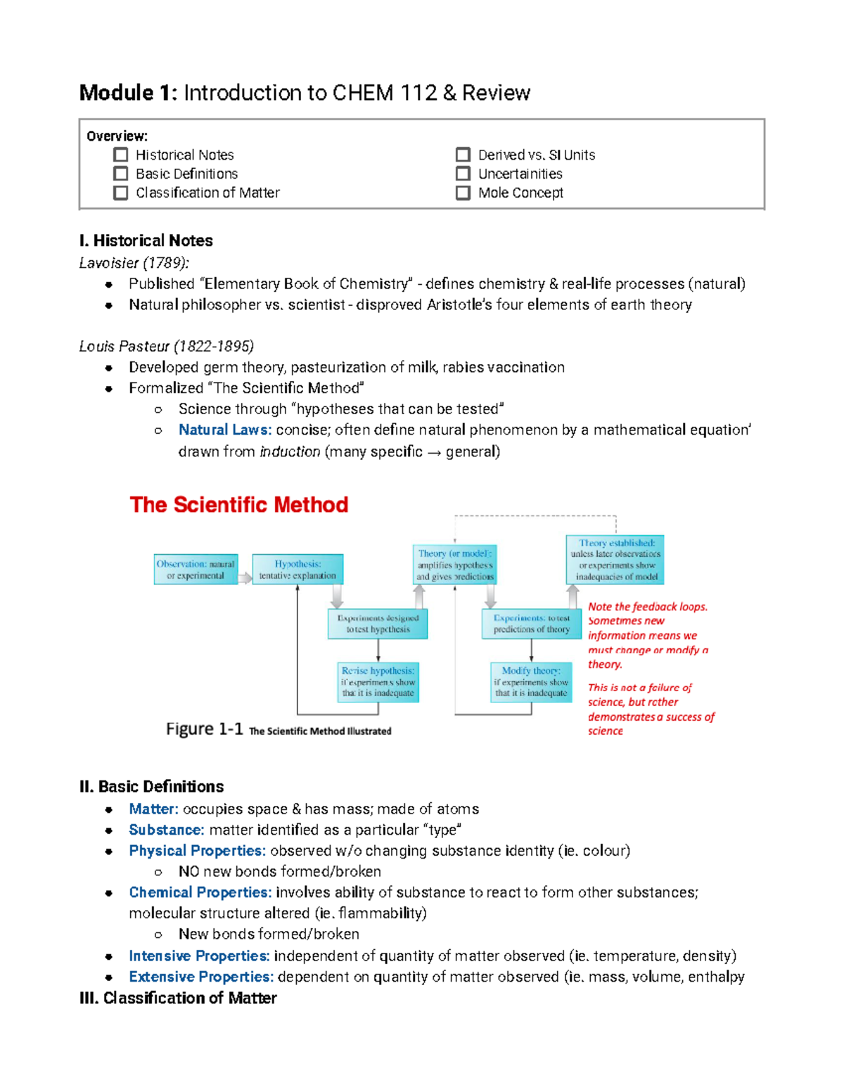 Chem mod 1 - mod 1 reading - Module 1: Introduction to CHEM 112 & Review Overview: Historical ...