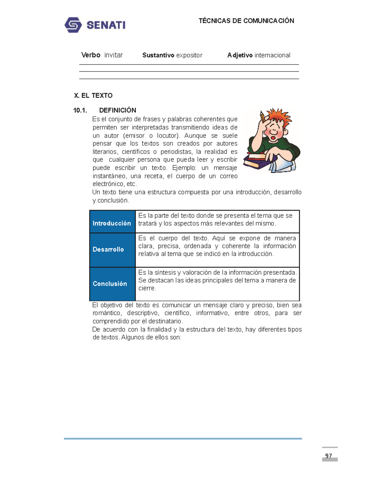 El texto - sdgdsg - Verbo invitar Sustantivo expositor Adjetivo ...