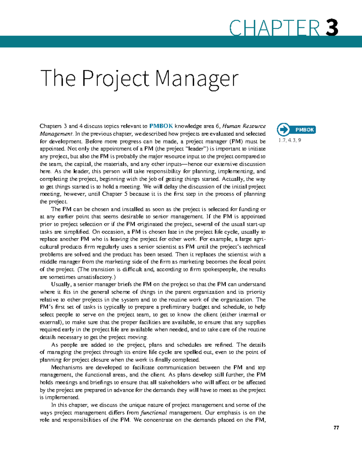 PM Chapter 03 - CHAPTER 3 77 Chapters 3 and 4 discuss topics relevant ...