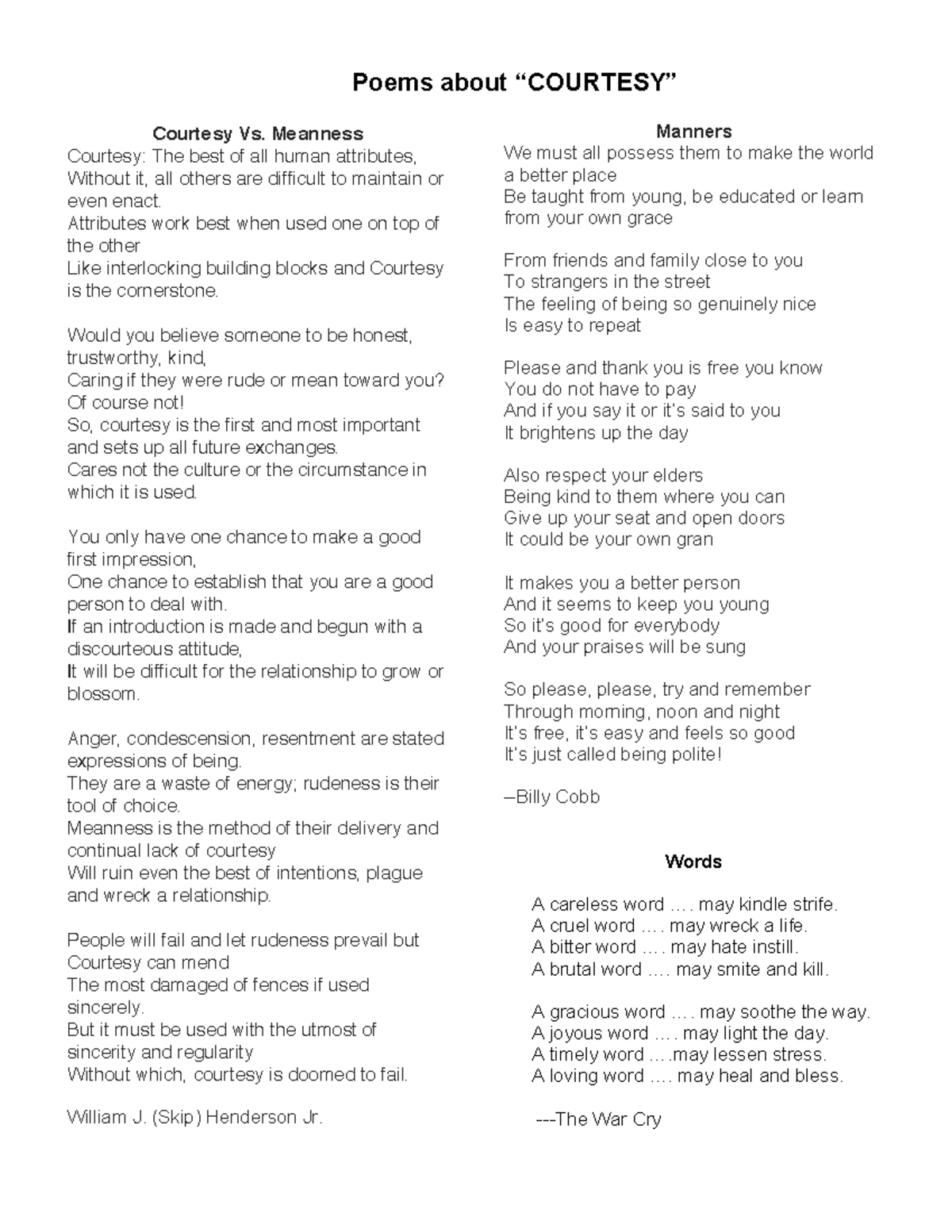 Poems about Courtesy - Ambot - Courtesy Vs. Meanness Courtesy: The best ...