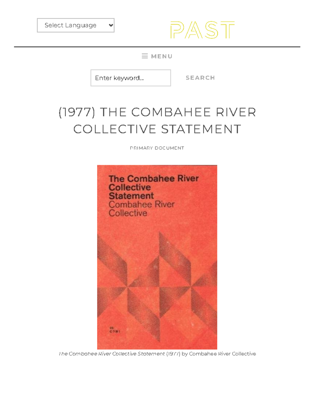 The Combahee River Collective Statement (1977) - .. S E A R C H Select ...