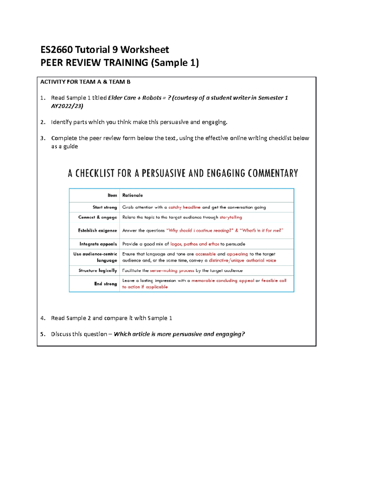 ES2660 S1 AY2023-24 T09 Peer-review Training Worksheet Sample 1 ...
