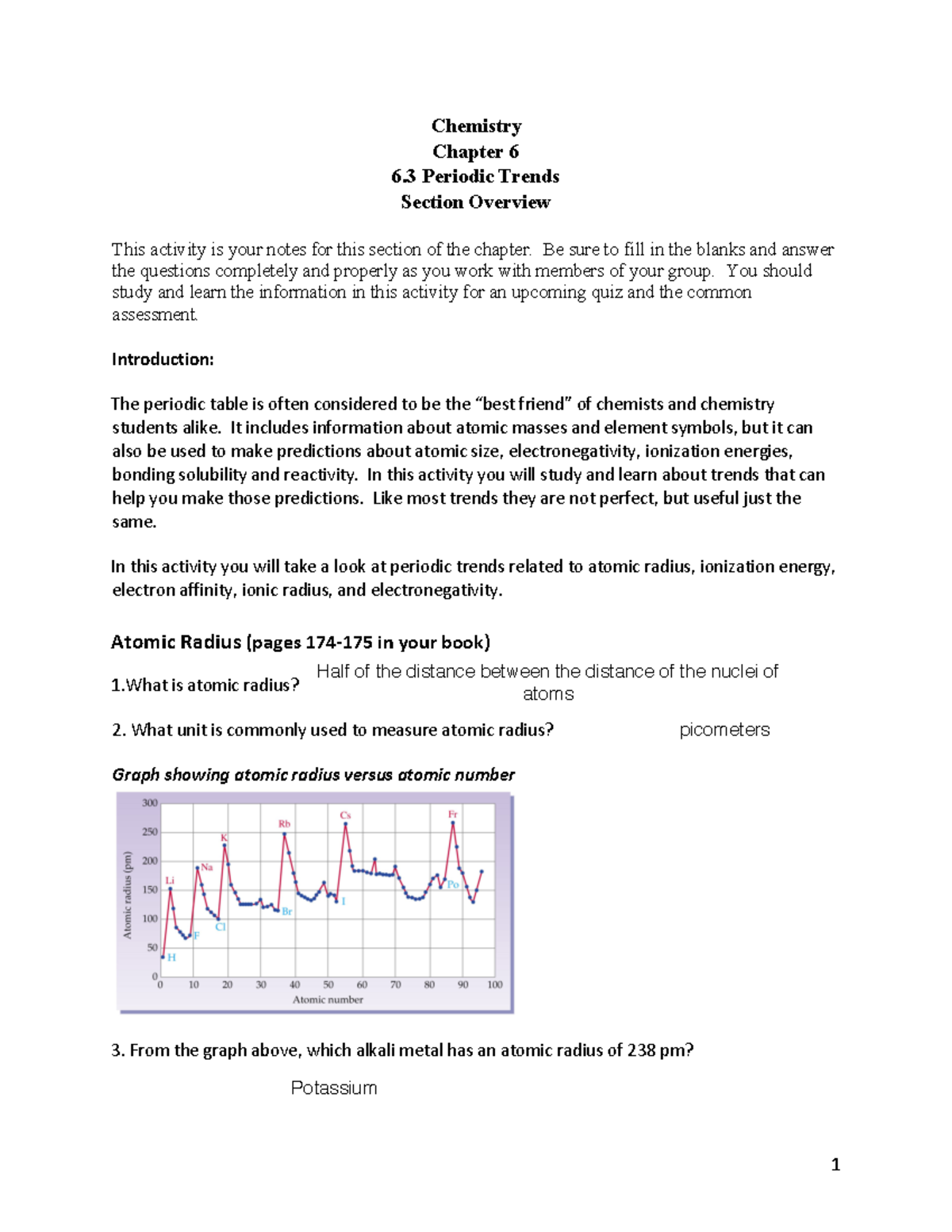 6.3 Periodic Trends Overview - Chemistry Chapter 6 6 Periodic Trends ...