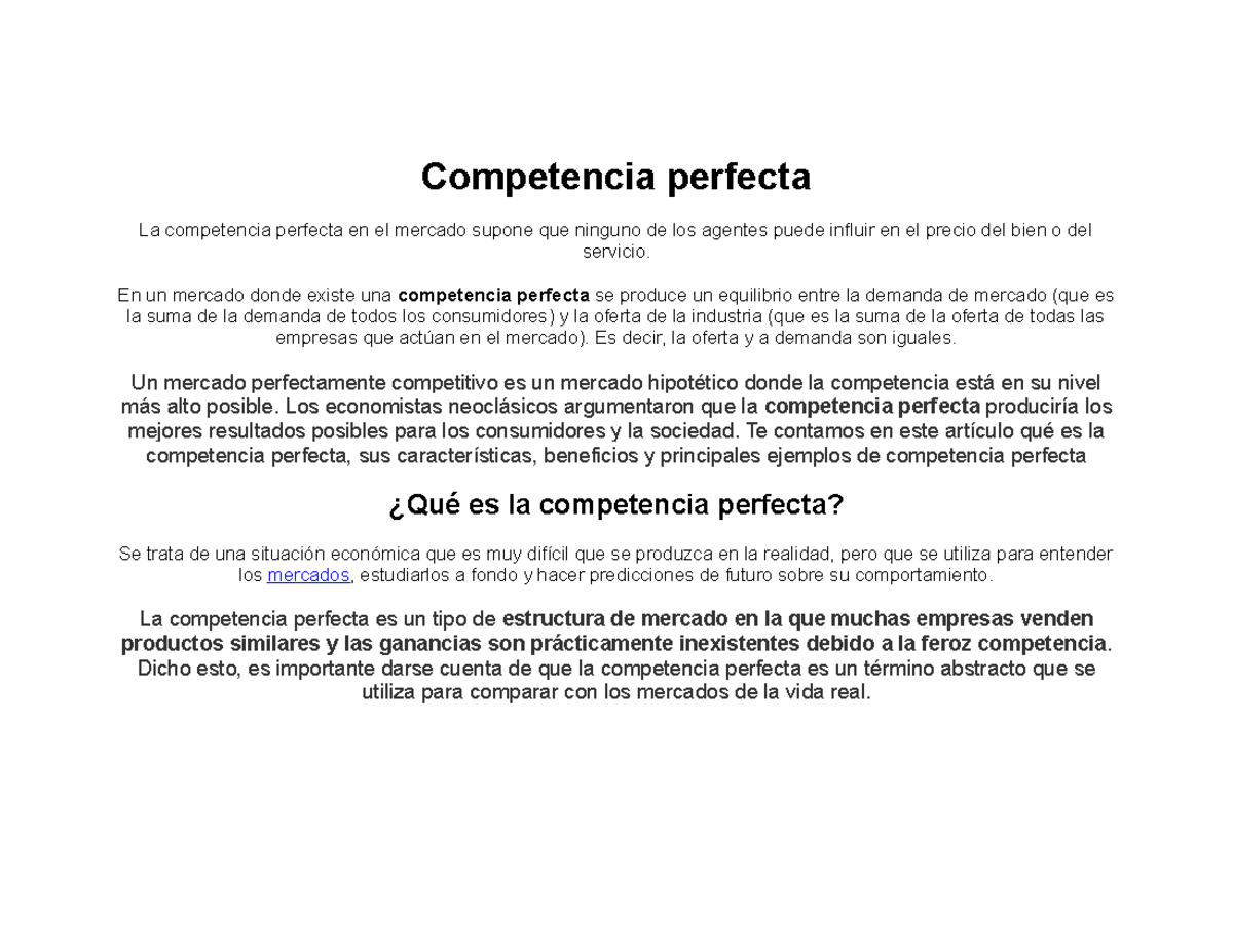 Competencia perfecta - para hacer aprender - Competencia perfecta ...