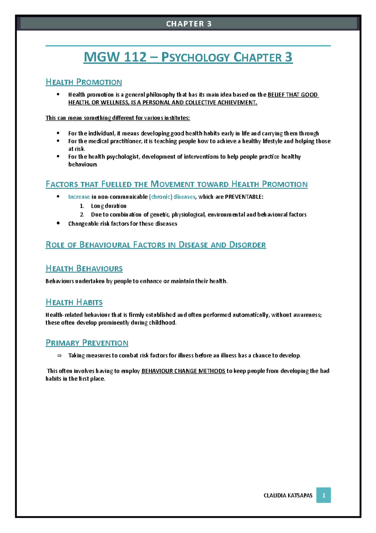 Psychology Chapter 3 - Summaries - MGW 112 – PSYCHOLOGY CHAPTER 3 H ...