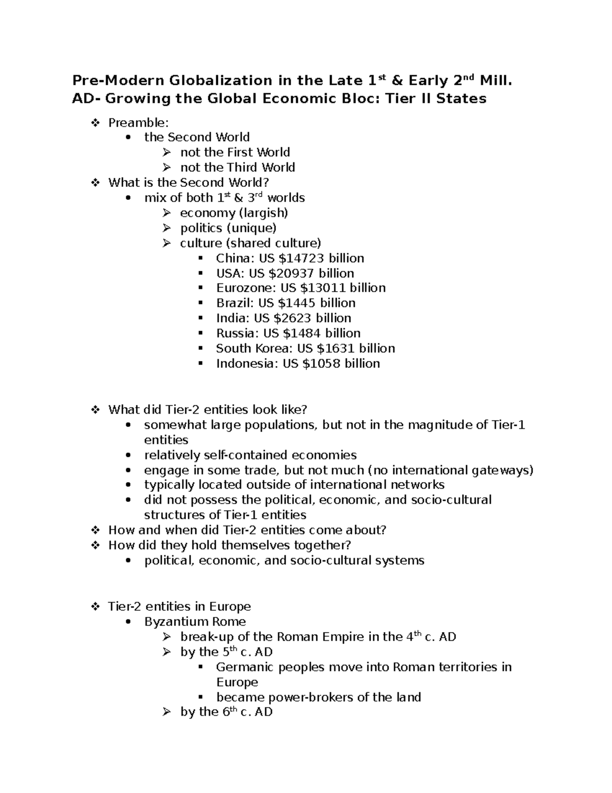 World History Chapter 15 - Pre-Modern Globalization in the Late 1st ...