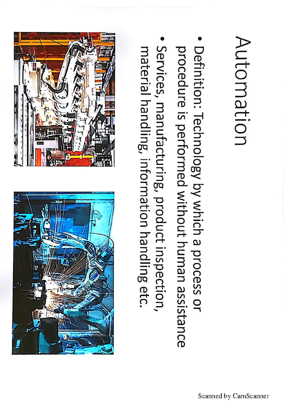 Automation and CNC - Lecture notes for exam shared by professor - Basic ...