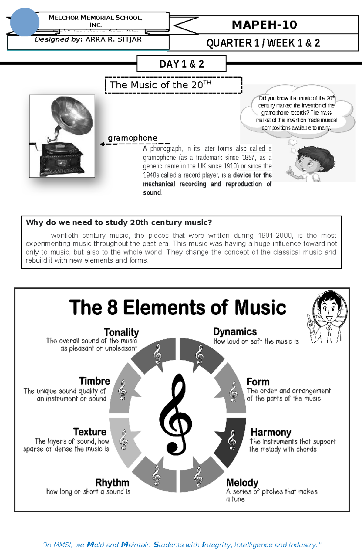 Mapeh 10 Module 1 ( Music) final - QUARTER 1 / WEEK 1 & 2 MAPEH- The ...