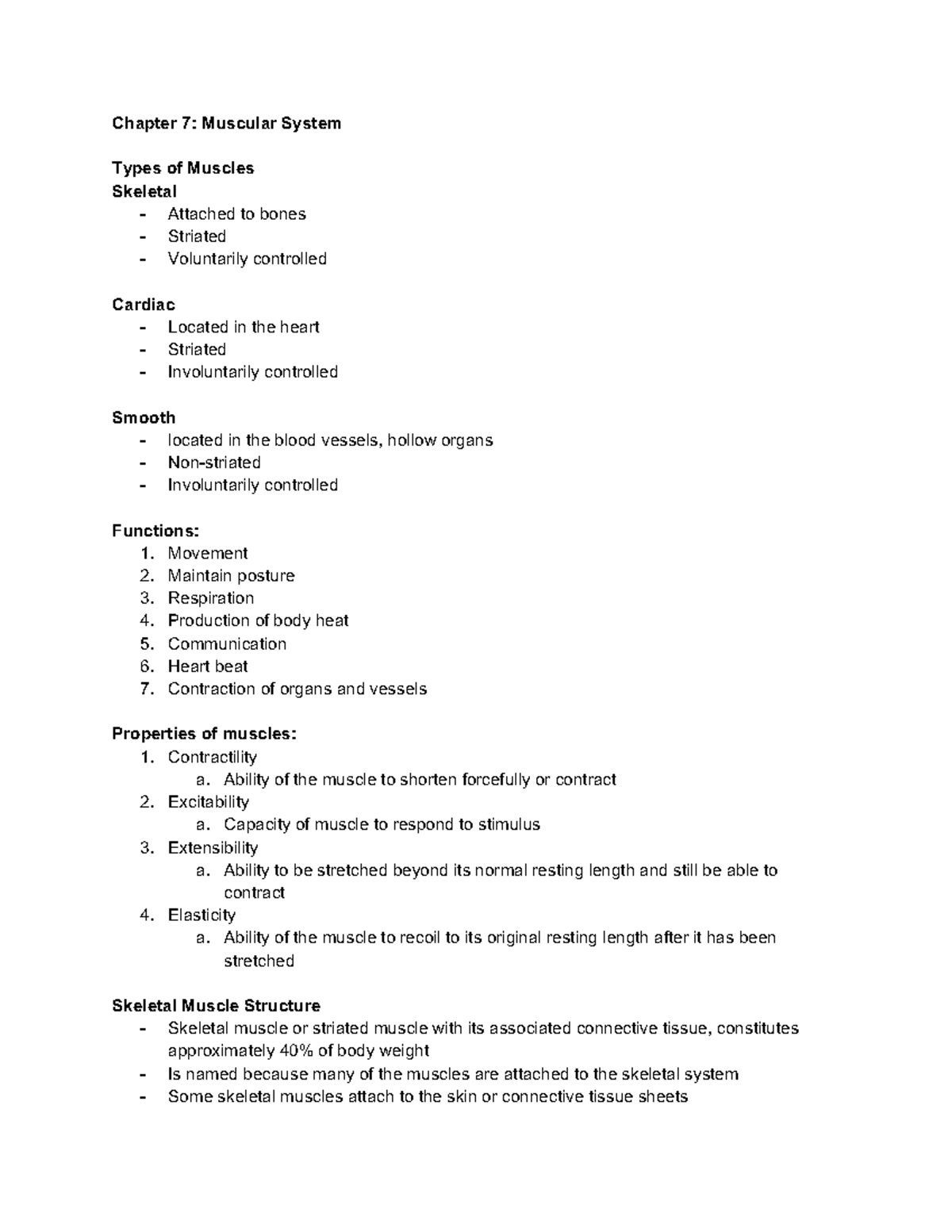Anaphy Muscular - Chapter 7: Muscular System Types of Muscles Skeletal ...