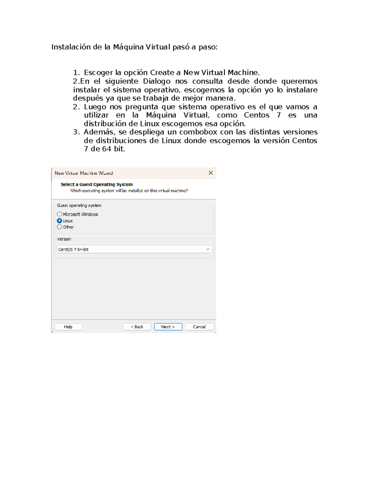 Evaluacion 2 SO - Instalación de la Máquina Virtual pasó a paso: 1 ...