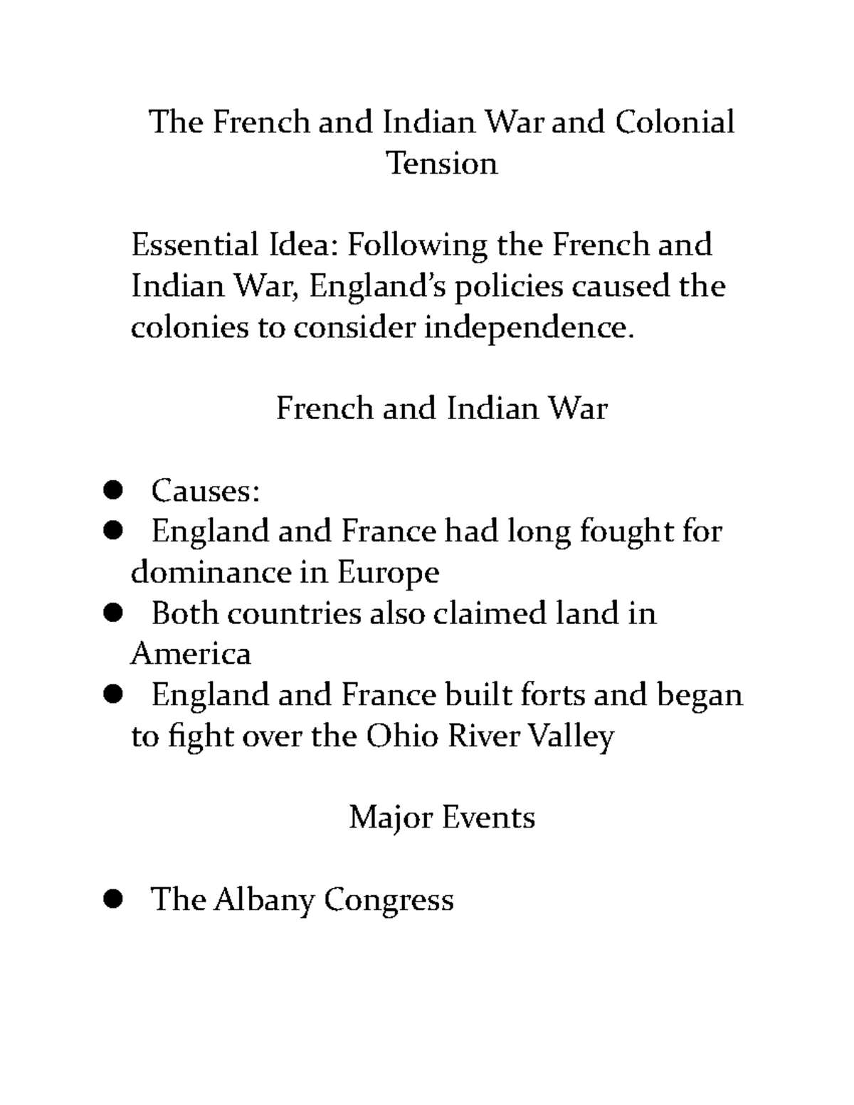 The French and Indian War and Colonial Tension - The French and Indian ...