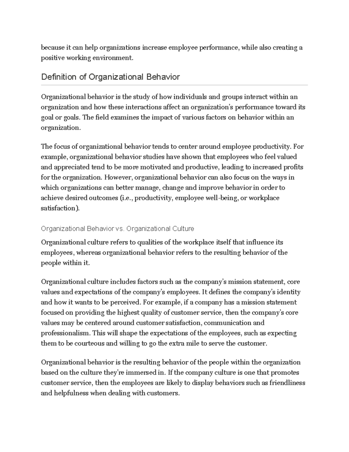 Ob - Organisational behaviour - because it can help organizations ...