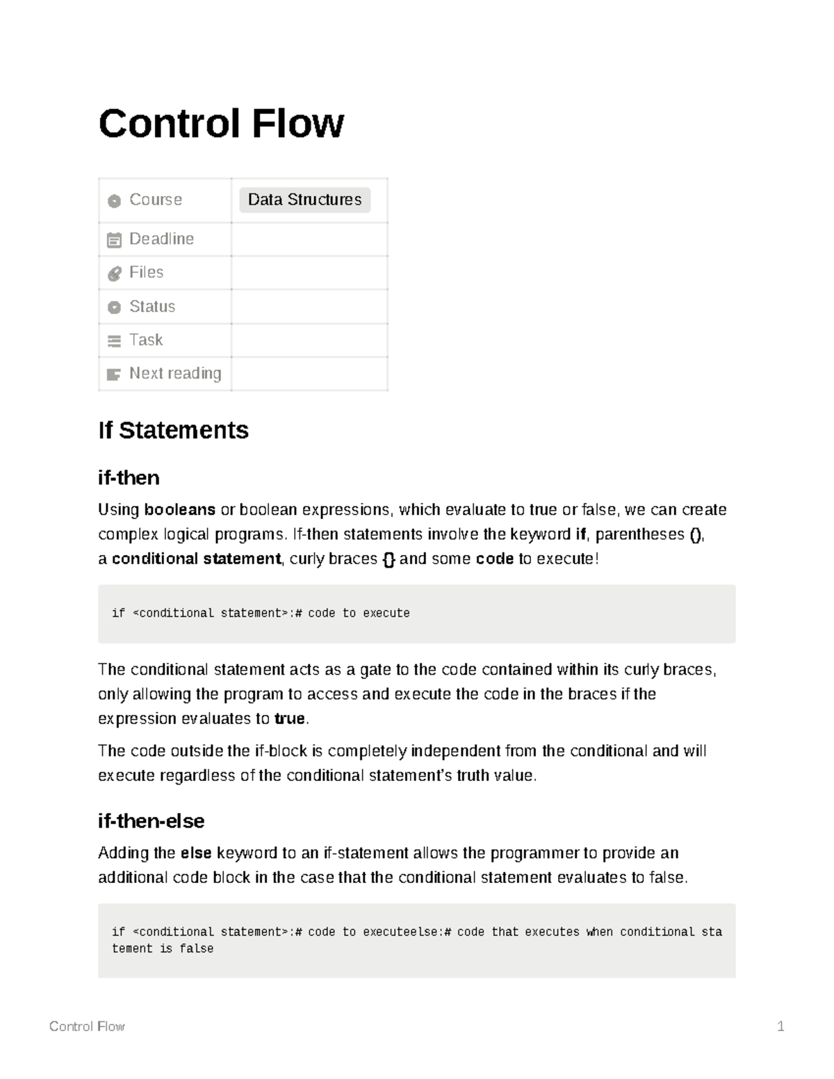 Control Flow - As the title says - Control Flow 1 Control Flow Course ...