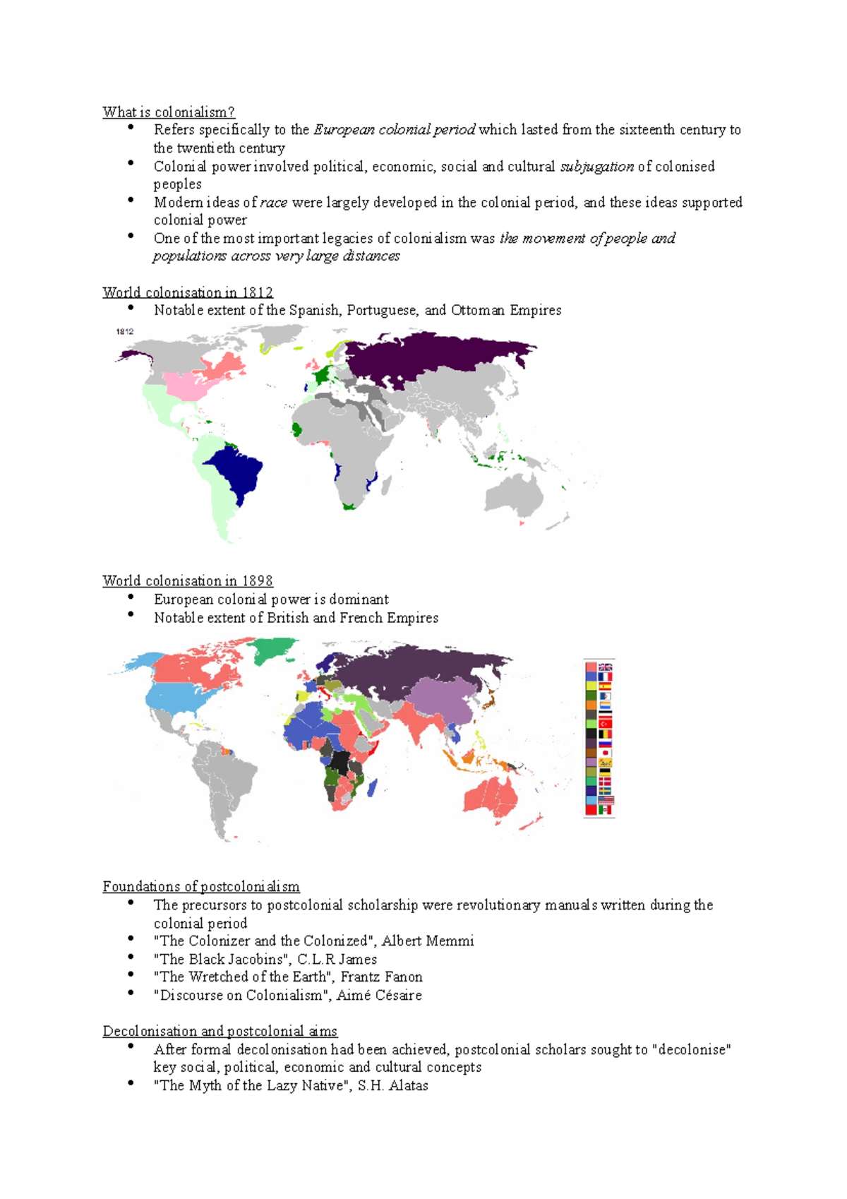 Govt1621 l8 - lecture 8 notes - What is colonialism? Refers ...