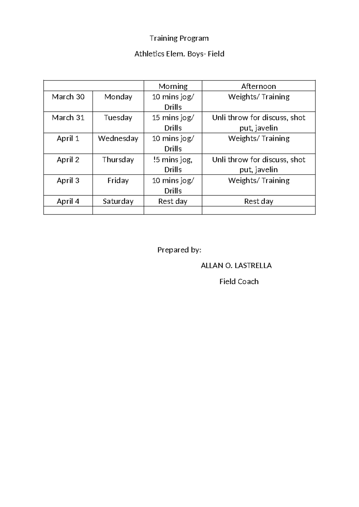 Athletics-Elem - Athletics - Professional Education - Training Program ...