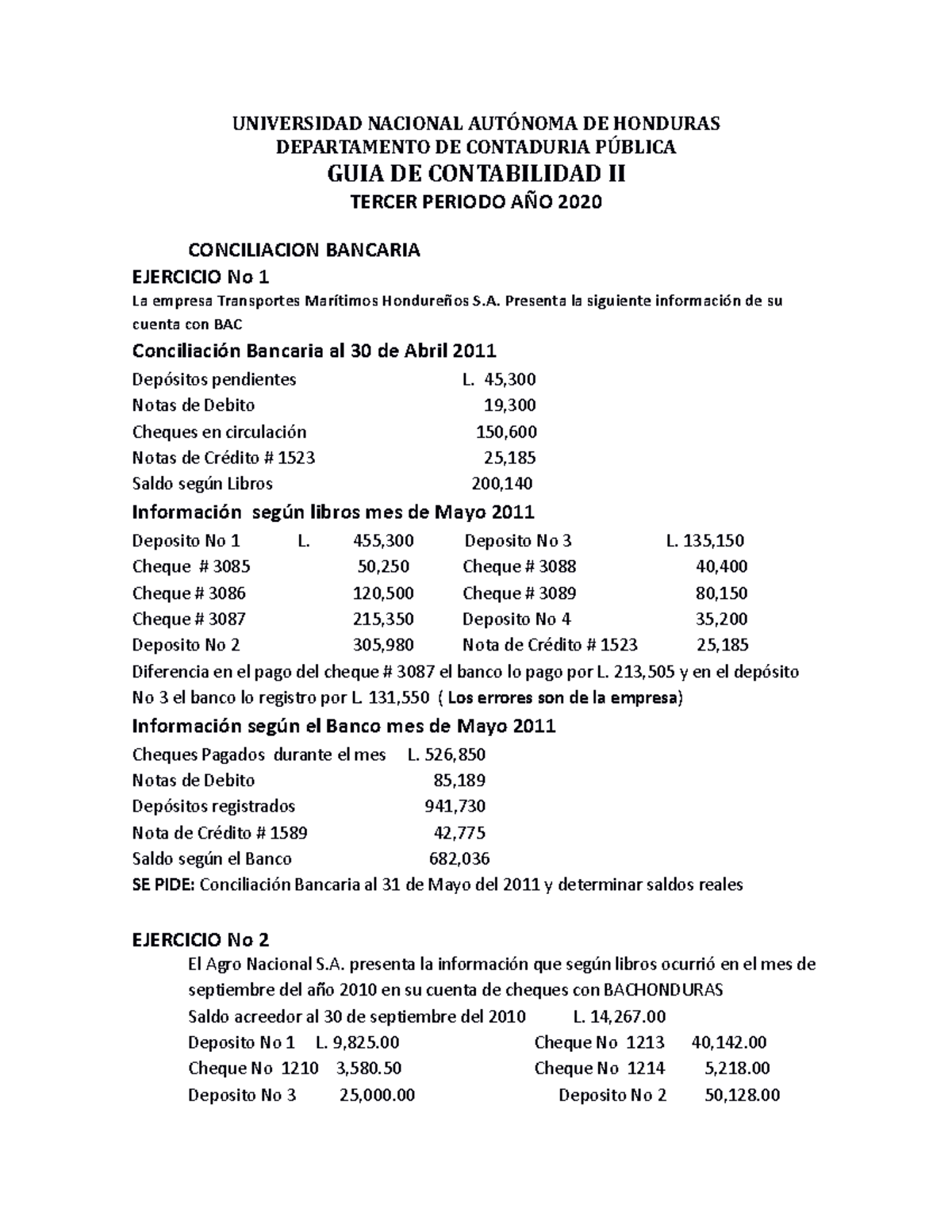 Guia I 2011 Contabilidad II (1) - UNIVERSIDAD NACIONAL AUTÓNOMA DE HONDURAS DEPARTAMENTO DE ...