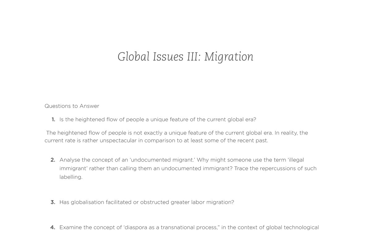 GL1101E Migration - Global Issues III: Migration Questions to Answer Is ...