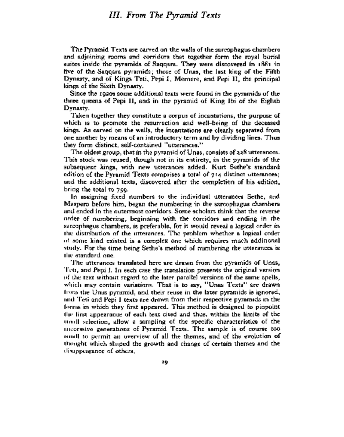 Unas Pyramid Text Spells from Lichtheim, Ancient Egyptian Literature ...