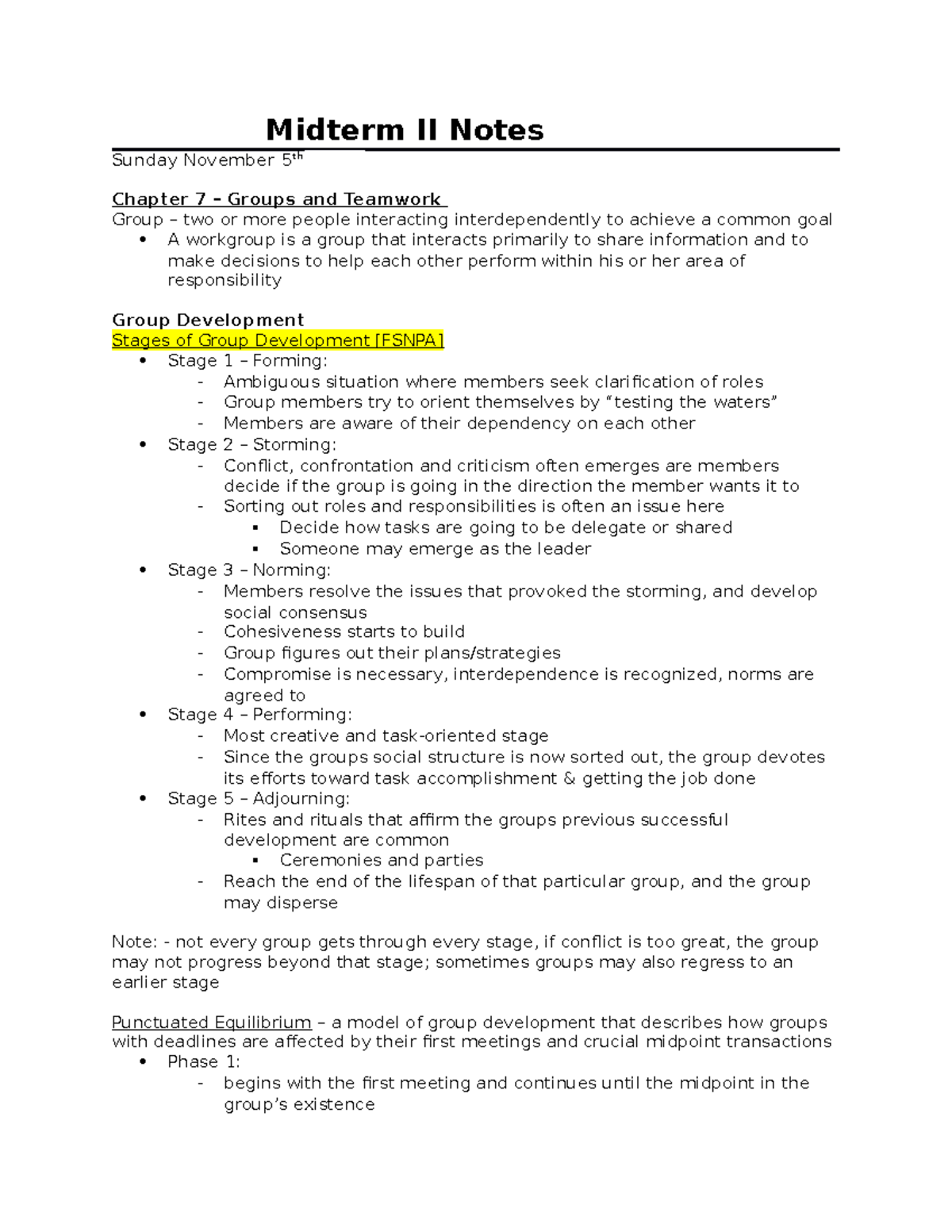 OB notes-1 - OB notes part 1 - BU 288 – Midterm II Notes Sunday ...
