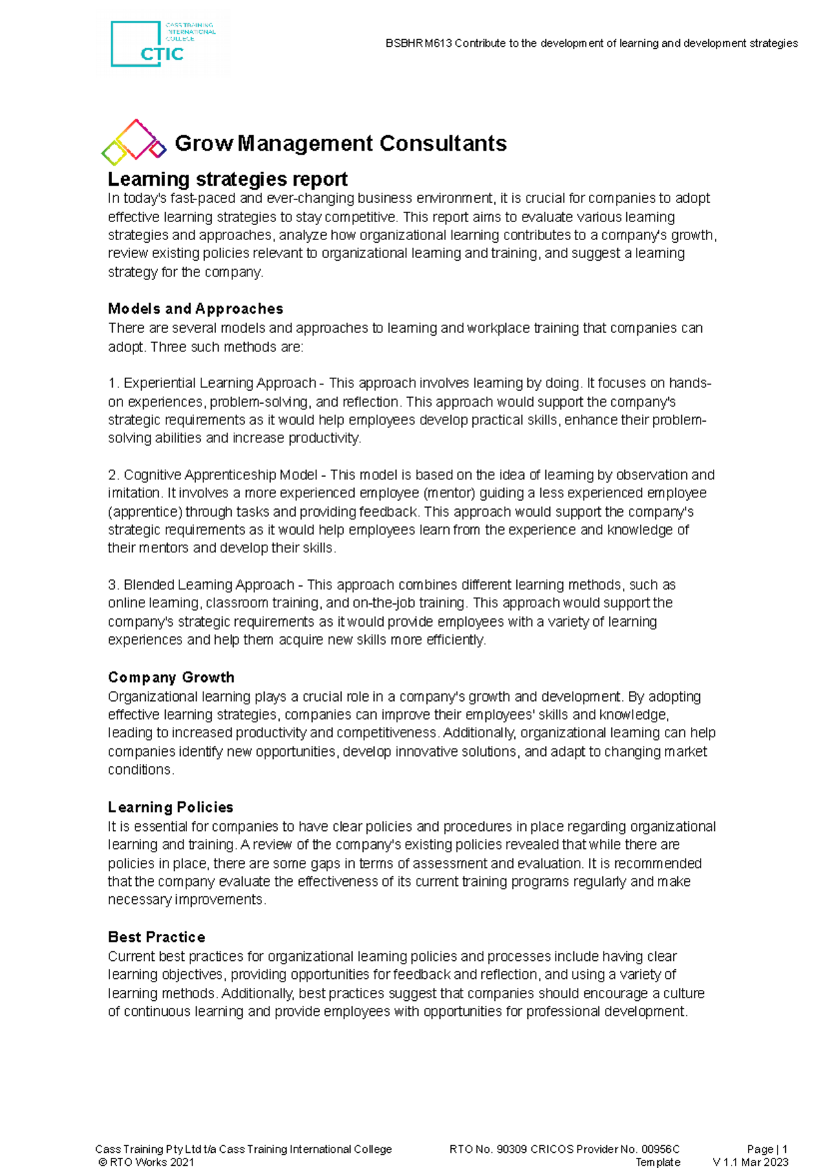 Assessment 2 - Task 2 - Learning Strategies Report Template (7400 ...