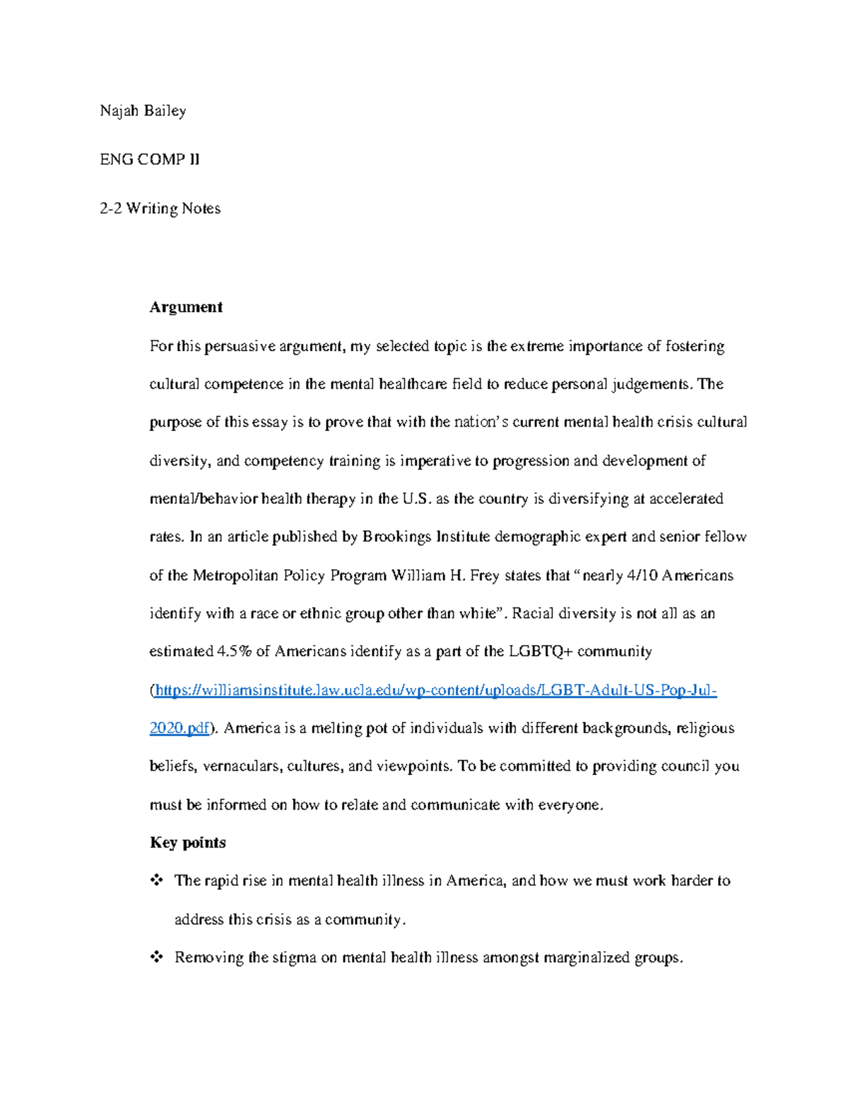 Writing Notes 2-2 english comp 123 - Najah Bailey ENG COMP II 2-2 ...