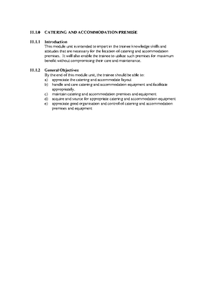 Catering Premises Notes - INTRODUCTION TO CATERING PREMISES ...