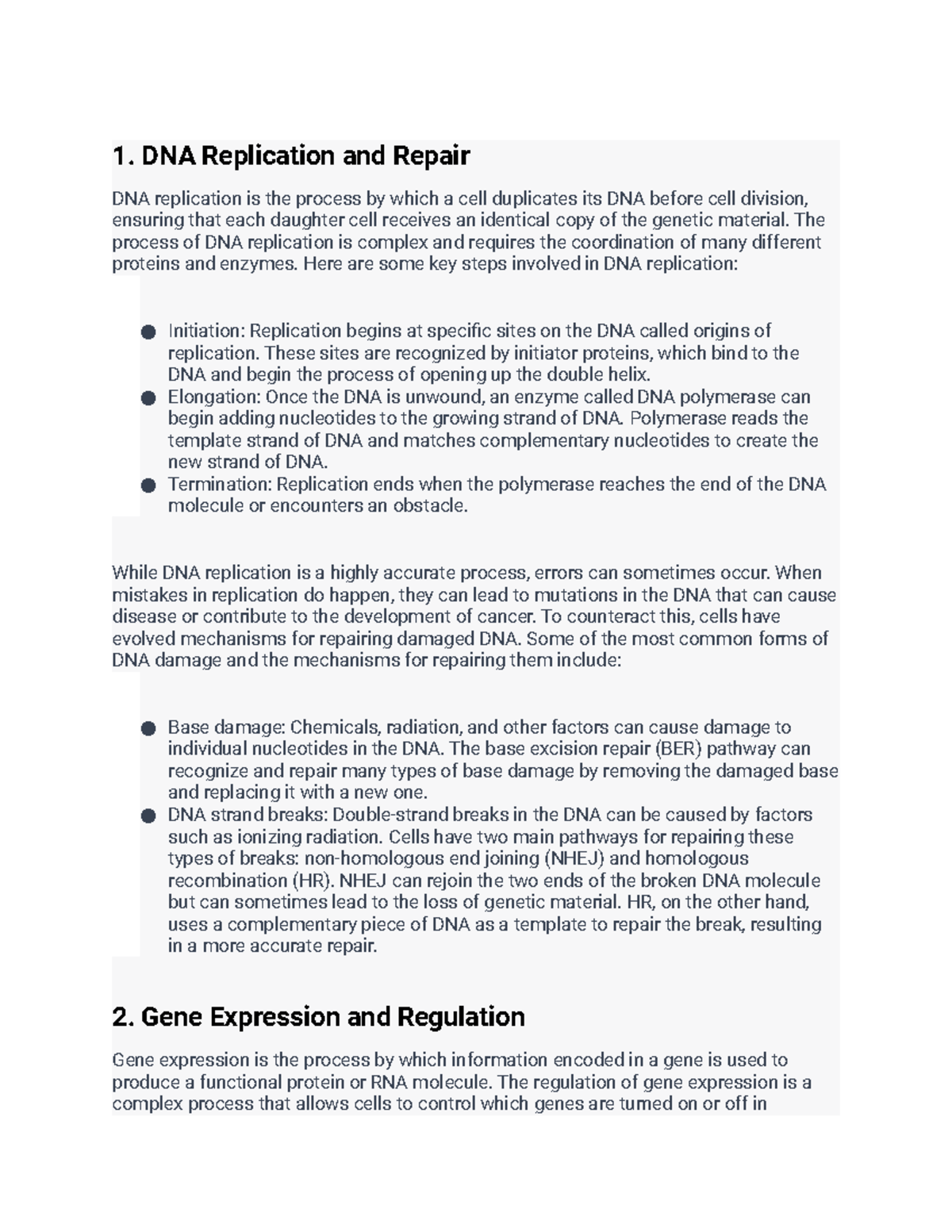 Advanced Molecular Biology 1-2 - 1. DNA Replication and Repair DNA ...