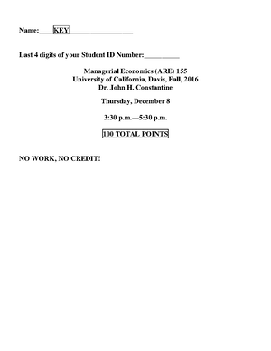 Formula Sheet - FINA 5320 – Key Equations Chapter 2 “Financial ...