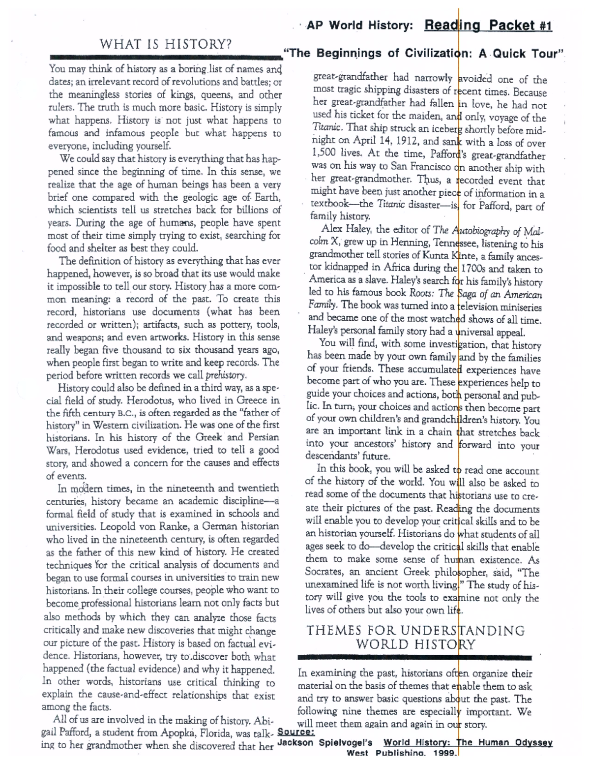 Stone Age Reading Packet 1 - AP World History: Reading Packet WHAT IS ...