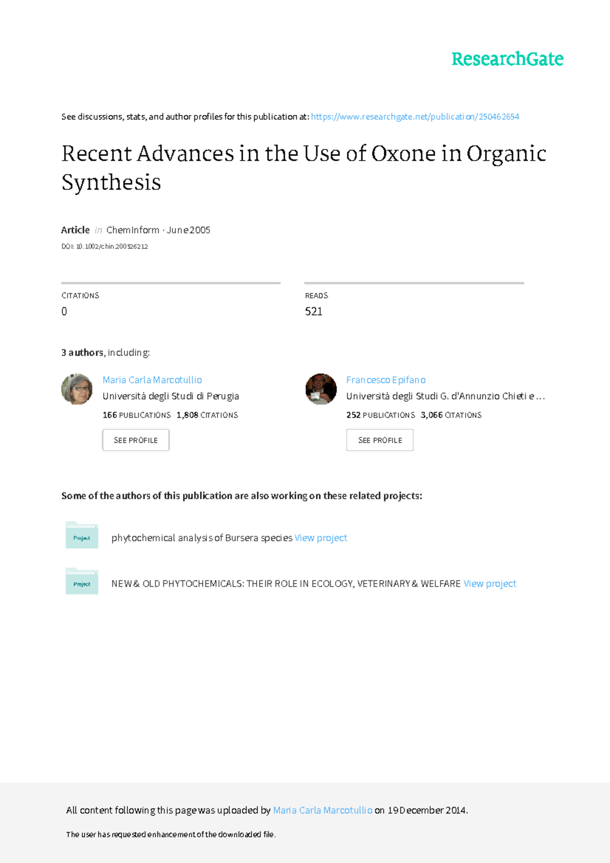 65. Recent advances in the use of oxone in organic synthesis - See ...