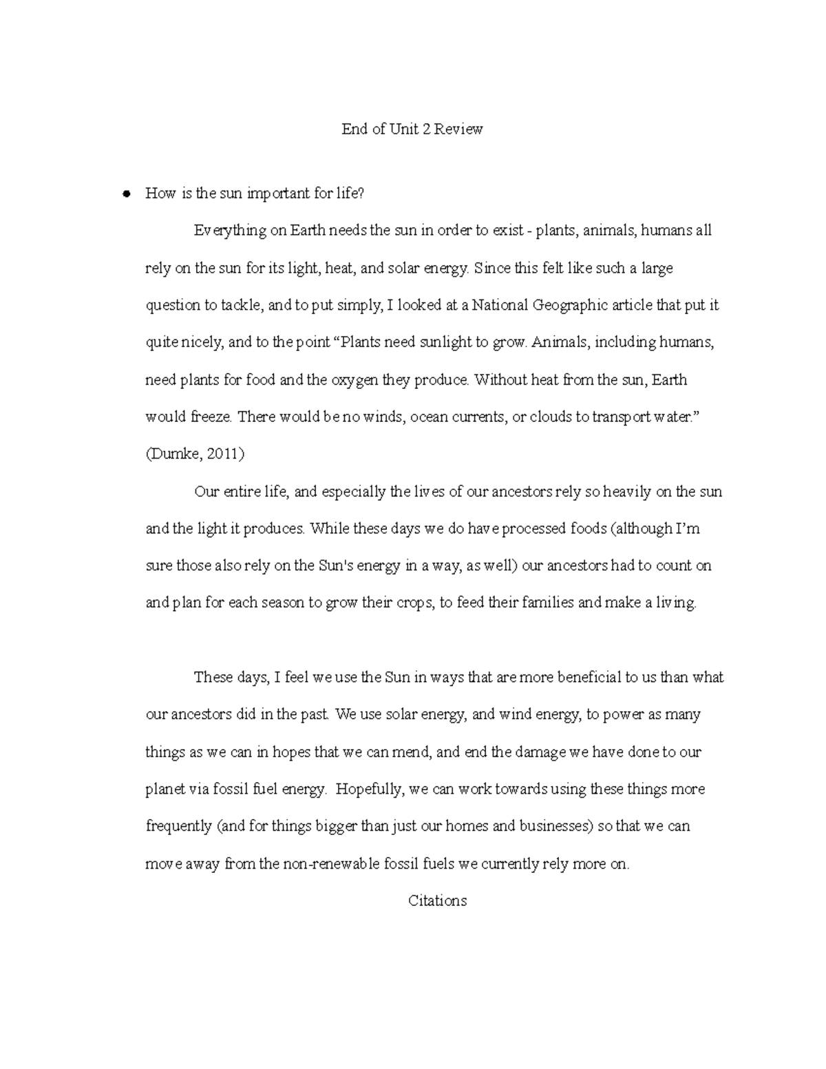End of Unit 2 Paper - Summary of unit 2 - End of Unit 2 Review How is ...