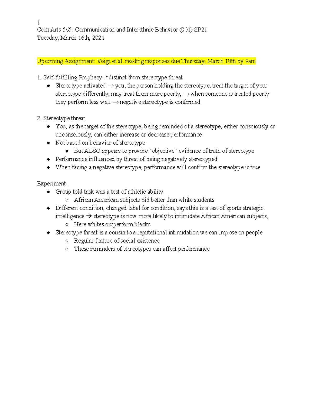 Week 8 Part I - Professor Mares - Com Arts 565: Communication and ...