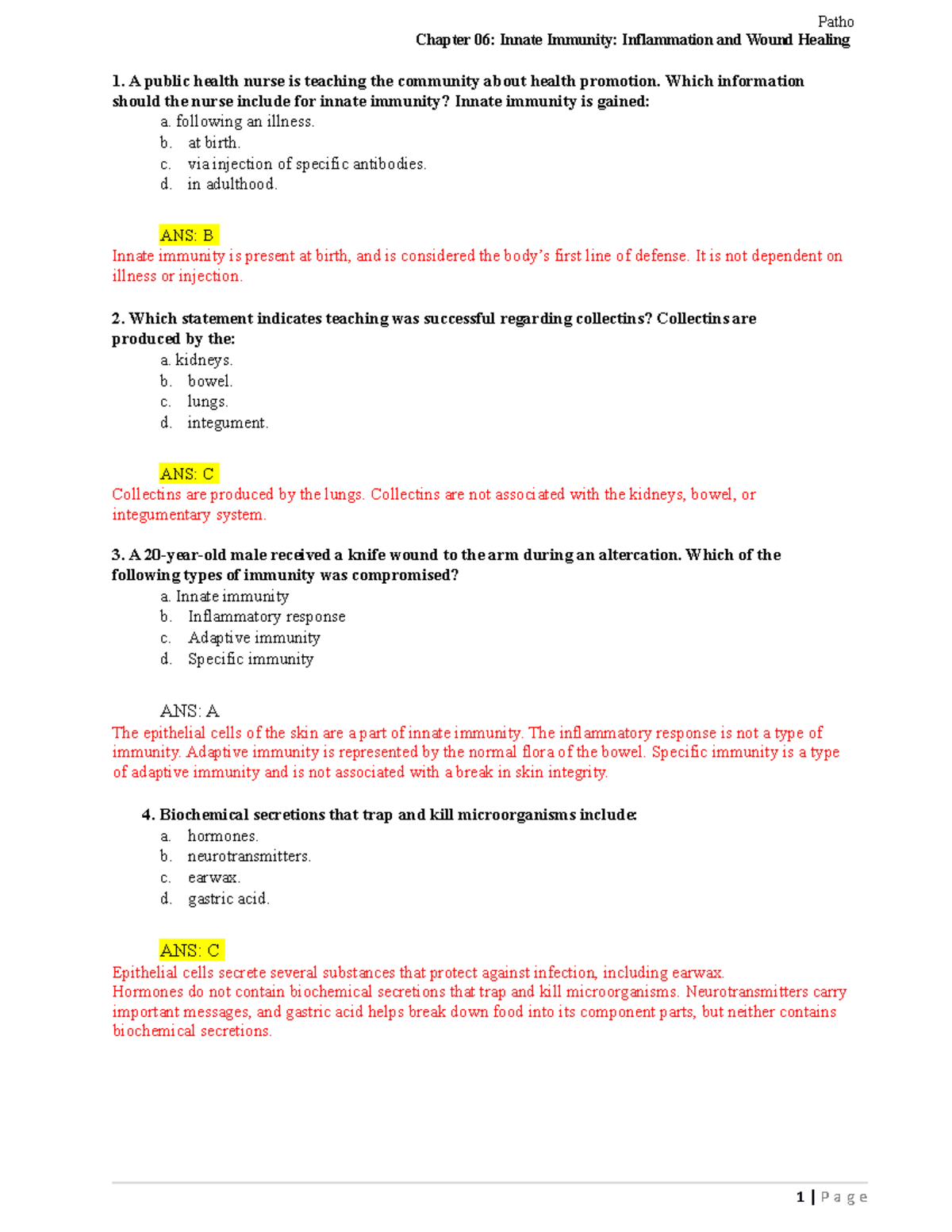 Ch 6 edited - Study these for exams - Chapter 06: Innate Immunity ...