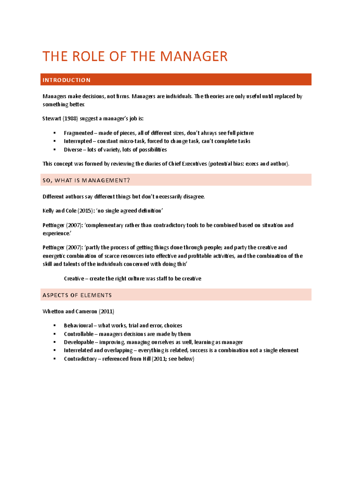 Lecture 2 - role of the manager - THE ROLE OF THE MANAGER INTRODUCTION ...