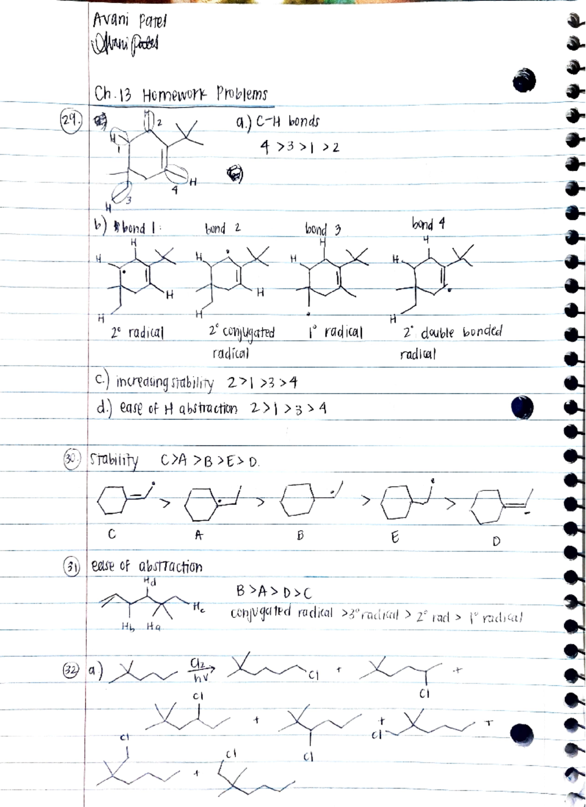 Chem 51B Ch.13 HW Problems - (29) Avani Pael Ch Homework Problems b ...