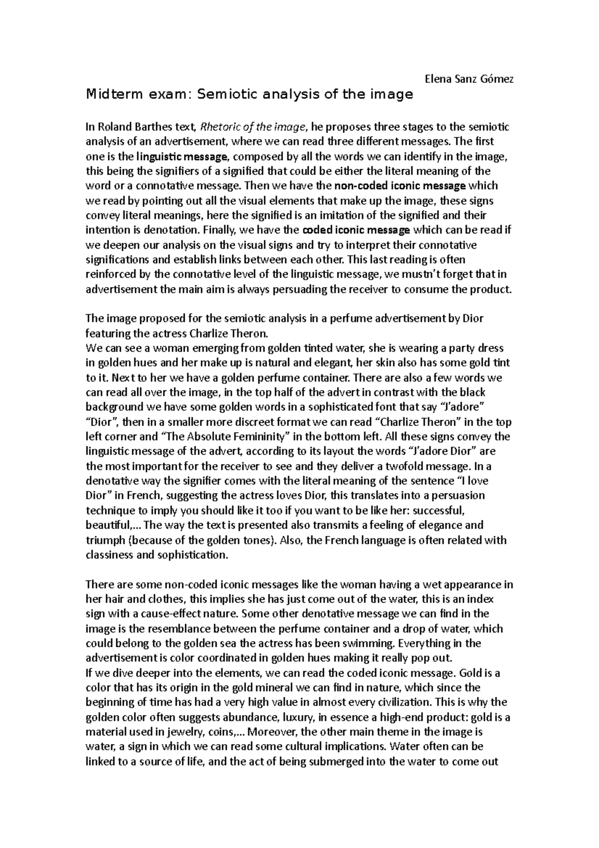 Semiotic analysis example - Elena Sanz Gómez Midterm exam: Semiotic ...