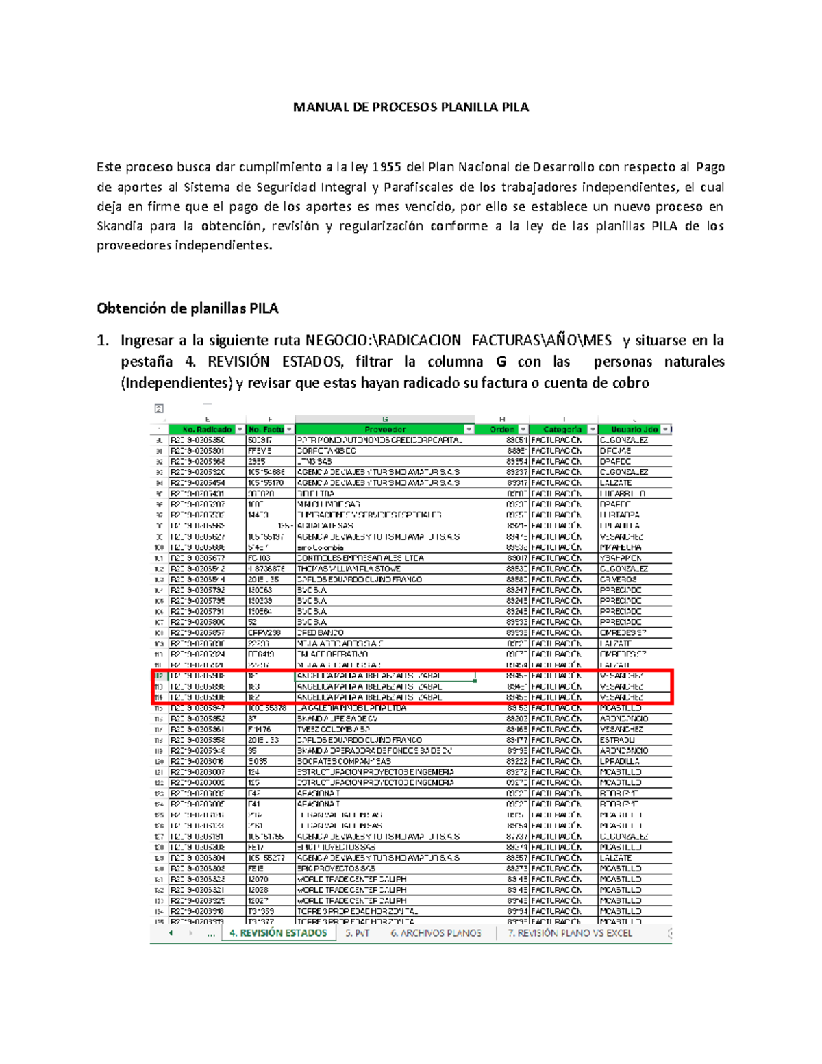 Manual Planilla PILA - pila plamnill - MANUAL DE PROCESOS PLANILLA PILA Este proceso busca dar ...