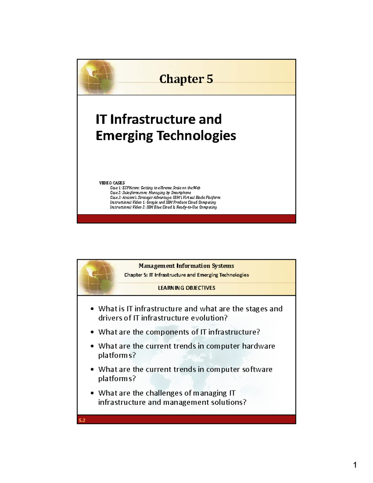Laudon MIS14 ch05 2pages - IT Infrastructure and Emerging Technologies Chapter 5 VIDEO CASES ...