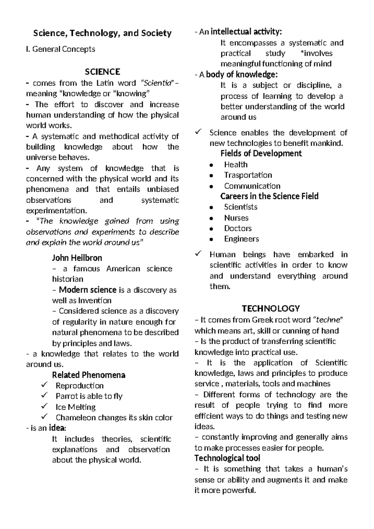 Lesson 1 - Science, Technolgy and Society - Science, Technology, and ...