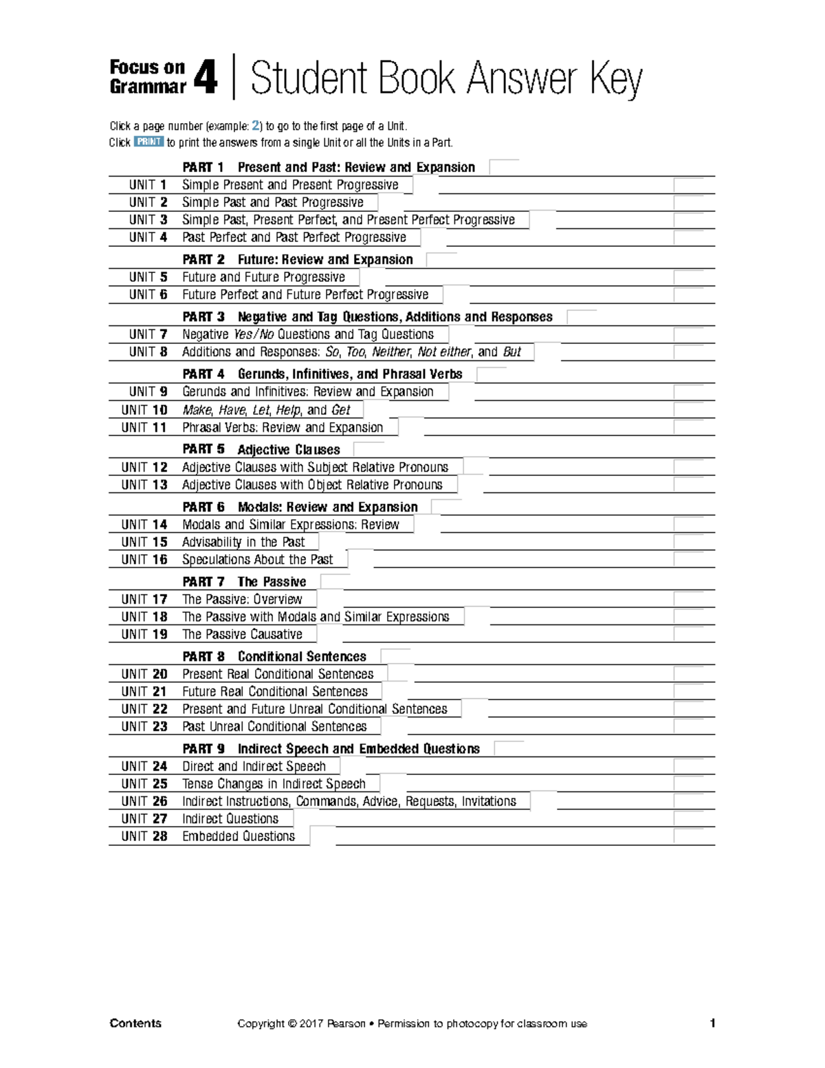 Focus on Grammar 4 Student Book Answer Key - Studocu