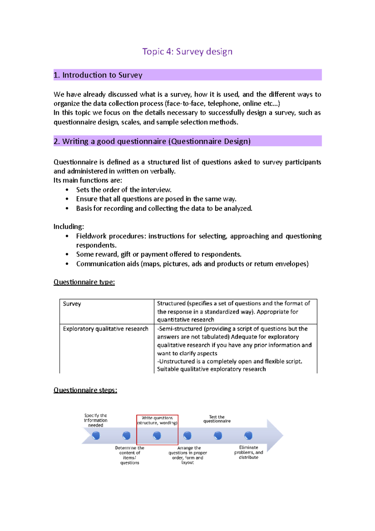 Unit 4 MARKETING. Survey design - Topic 4: Survey design 1 ...