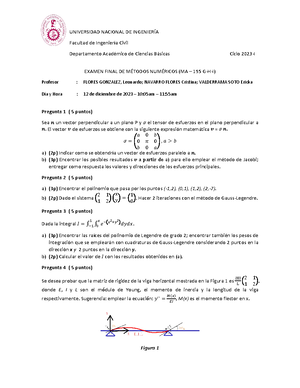 Guia Lab Metodos - UNIVERSIDAD NACIONAL DE INGENIER ́IA FACULTAD DE INGENIER ́IA CIVIL GU ́IA DE ...
